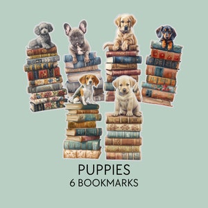 Puppies Bookmarks Printable for Dog Lover, Bookmark Set, Dog Bookmarks ...