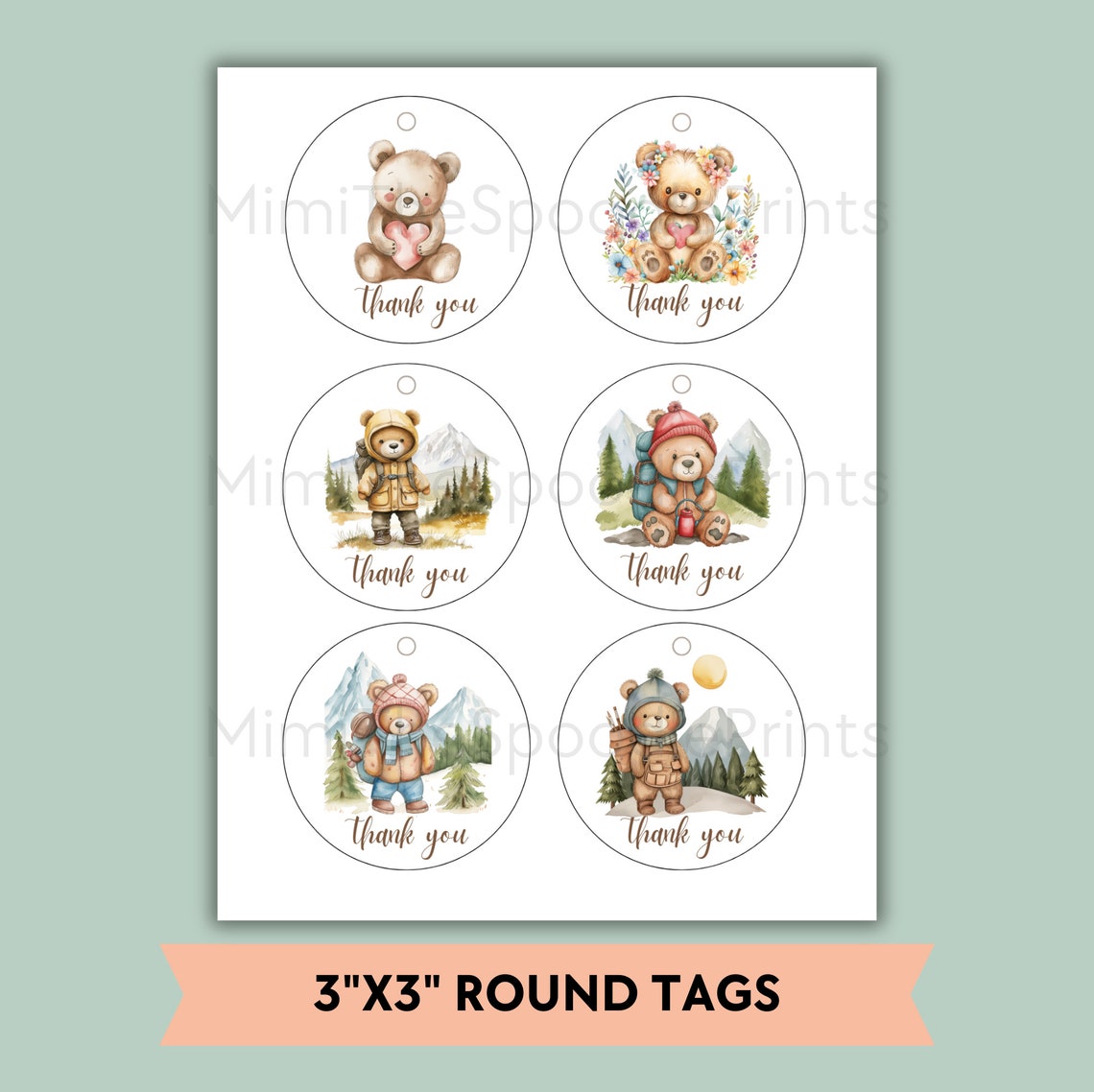 Teddy Bear Thank You Tags Printable, for Adults and Kids, Bear Baby ...