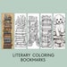 Literary Coloring Bookmarks Printable for Book Lovers, Vintage Books ...