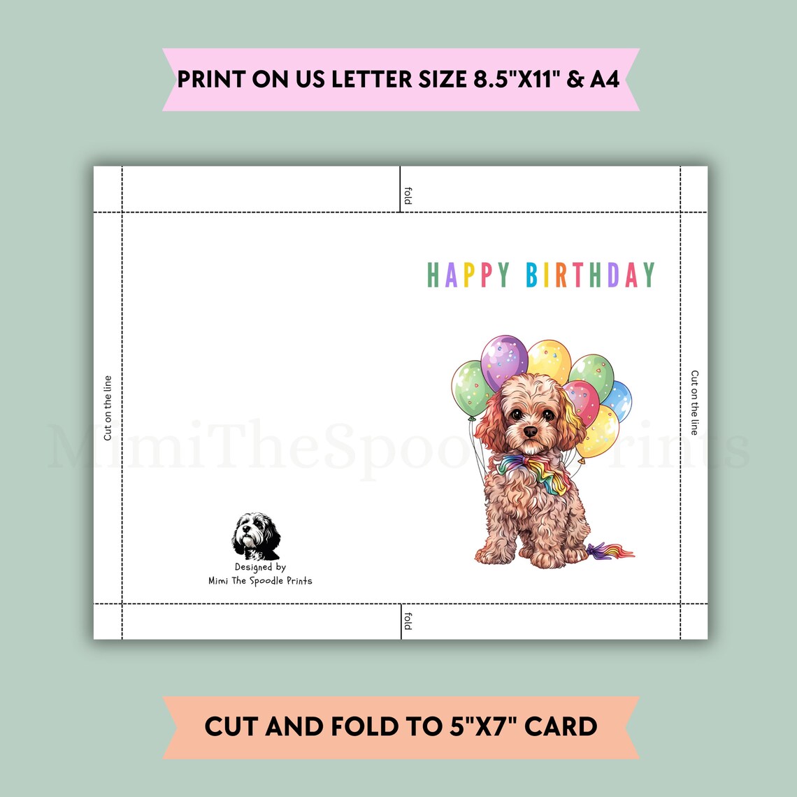 Cockapoo Birthday Card Printable for Dog Lover Happy - Etsy