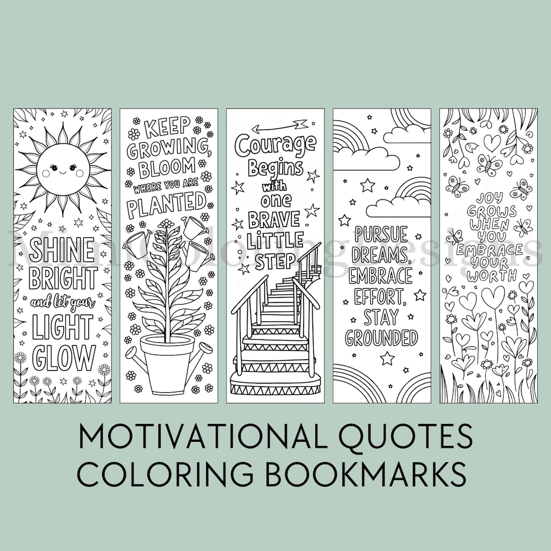 Motivational Coloring Bookmarks Printable for Adults and Kids, Cute ...