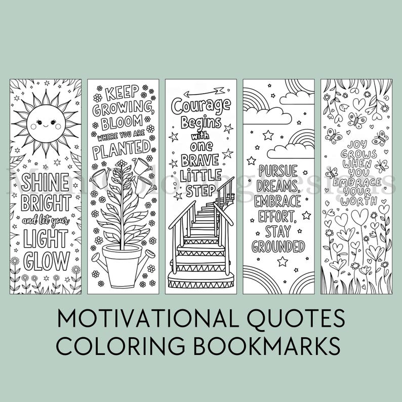 Inspirational Coloring Bookmarks Printable: Motivation Bookmark ...