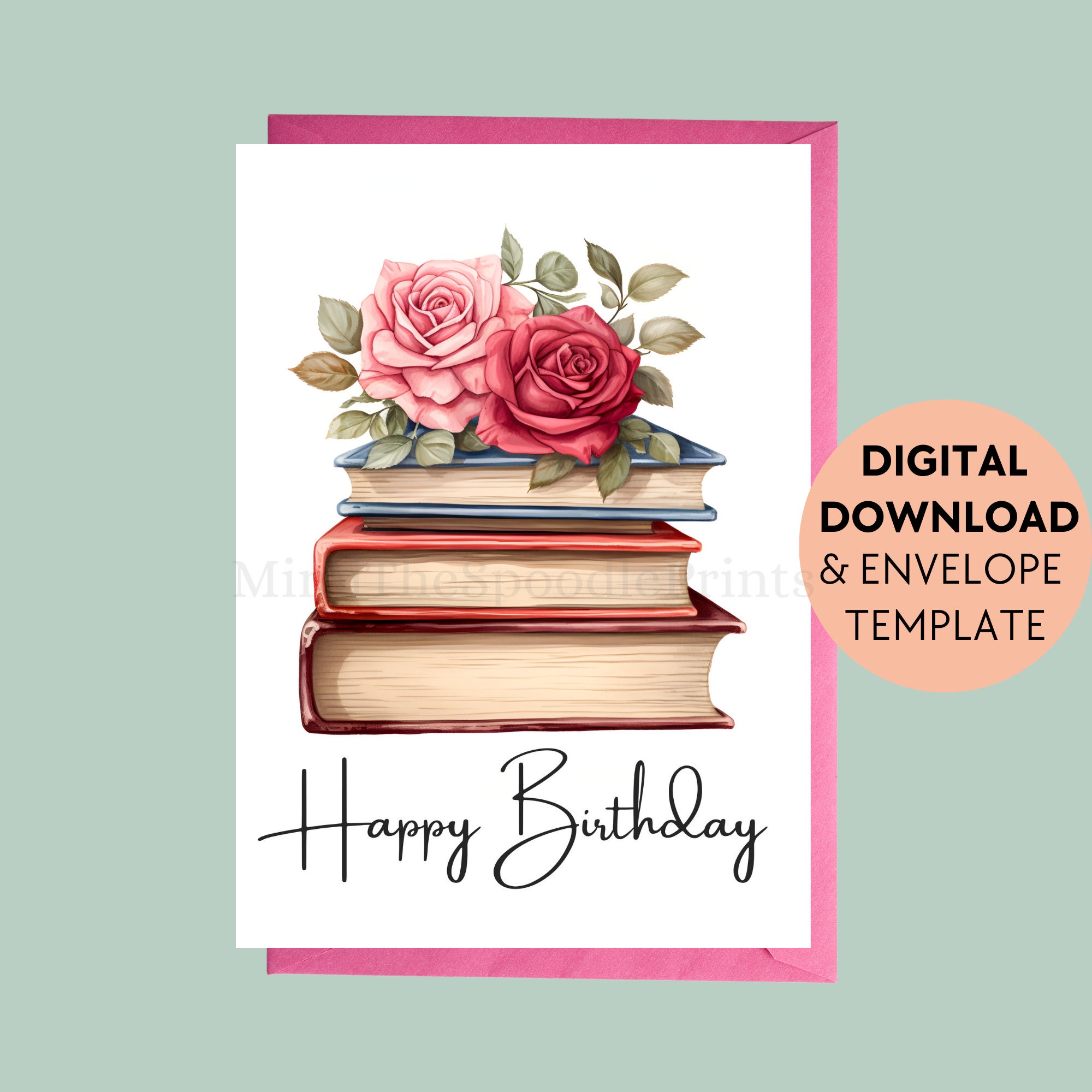 Book Birthday Card Printable, Literary Birthday Card, for Book Lovers ...