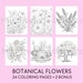 24 Botanical Flowers Coloring Pages, for Adults, Printable Coloring ...