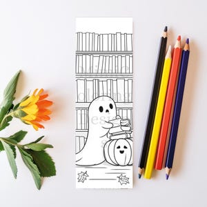 Pumpkin Ghost Coloring Bookmarks: Bookish Halloween (digital Download ...