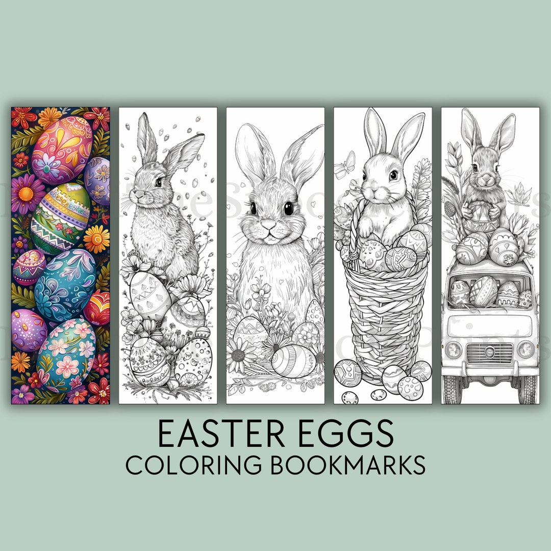 Easter Bunny Coloring Bookmarks for Kids (digital Download) - Etsy