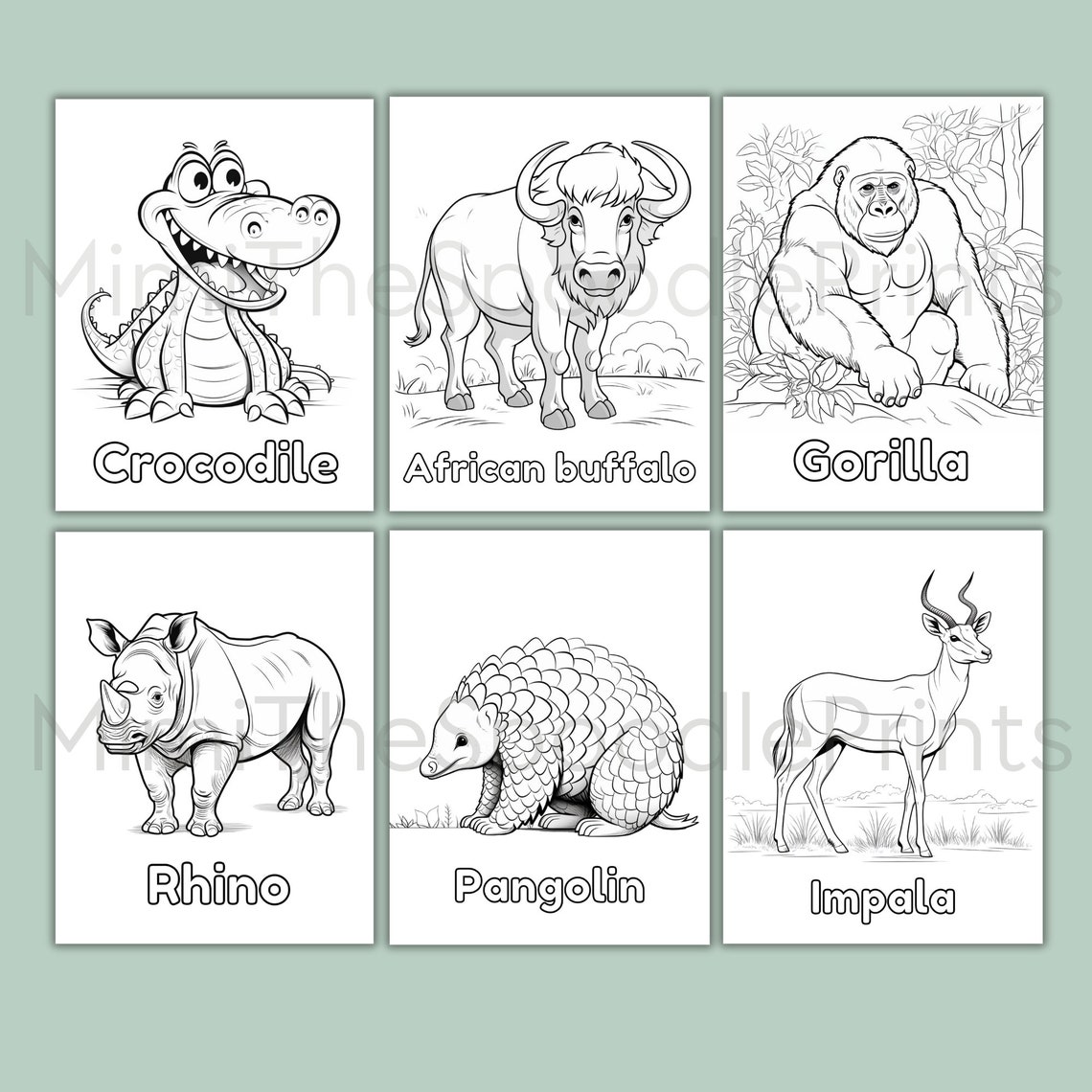 24 Safari Animals Coloring Pages, for Kids, Toddler, Printable Coloring ...