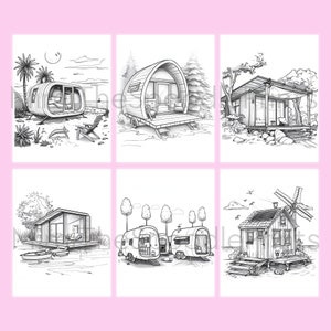 27 Tiny Home Coloring Pages for Adults, Printable Coloring Book, Home ...
