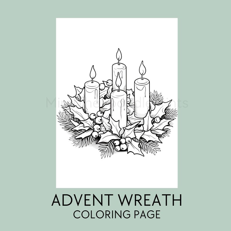 Advent Wreath Colouring Page, for Kids, Catholic Christmas Candles ...