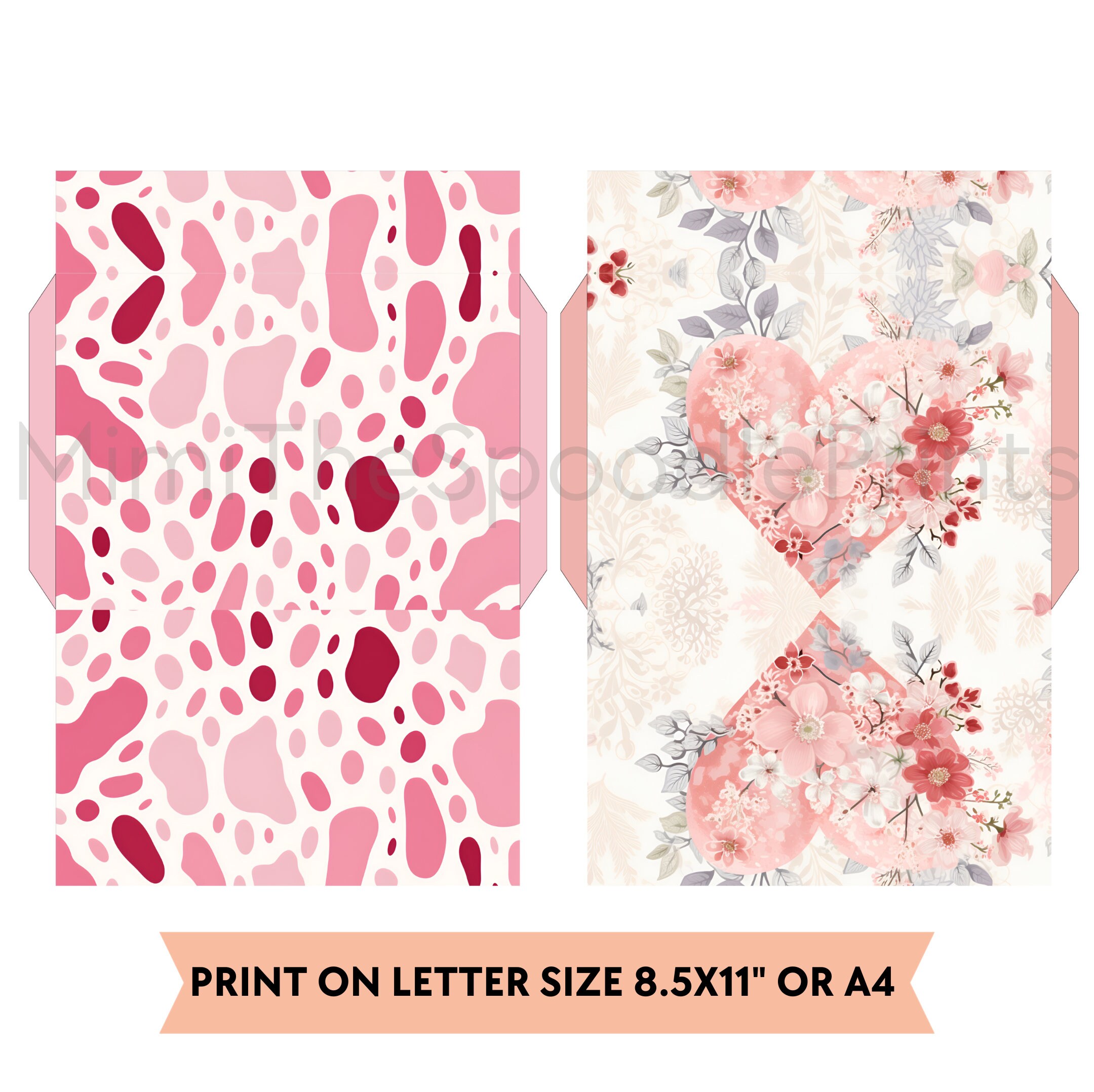 Valentine Envelope Template, for Greeting Cards, Envelope 5x7, Digital ...