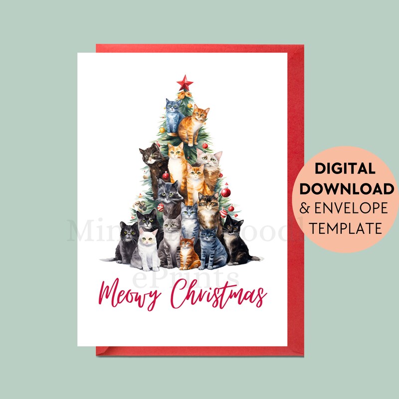 Cat Christmas Cards - Etsy