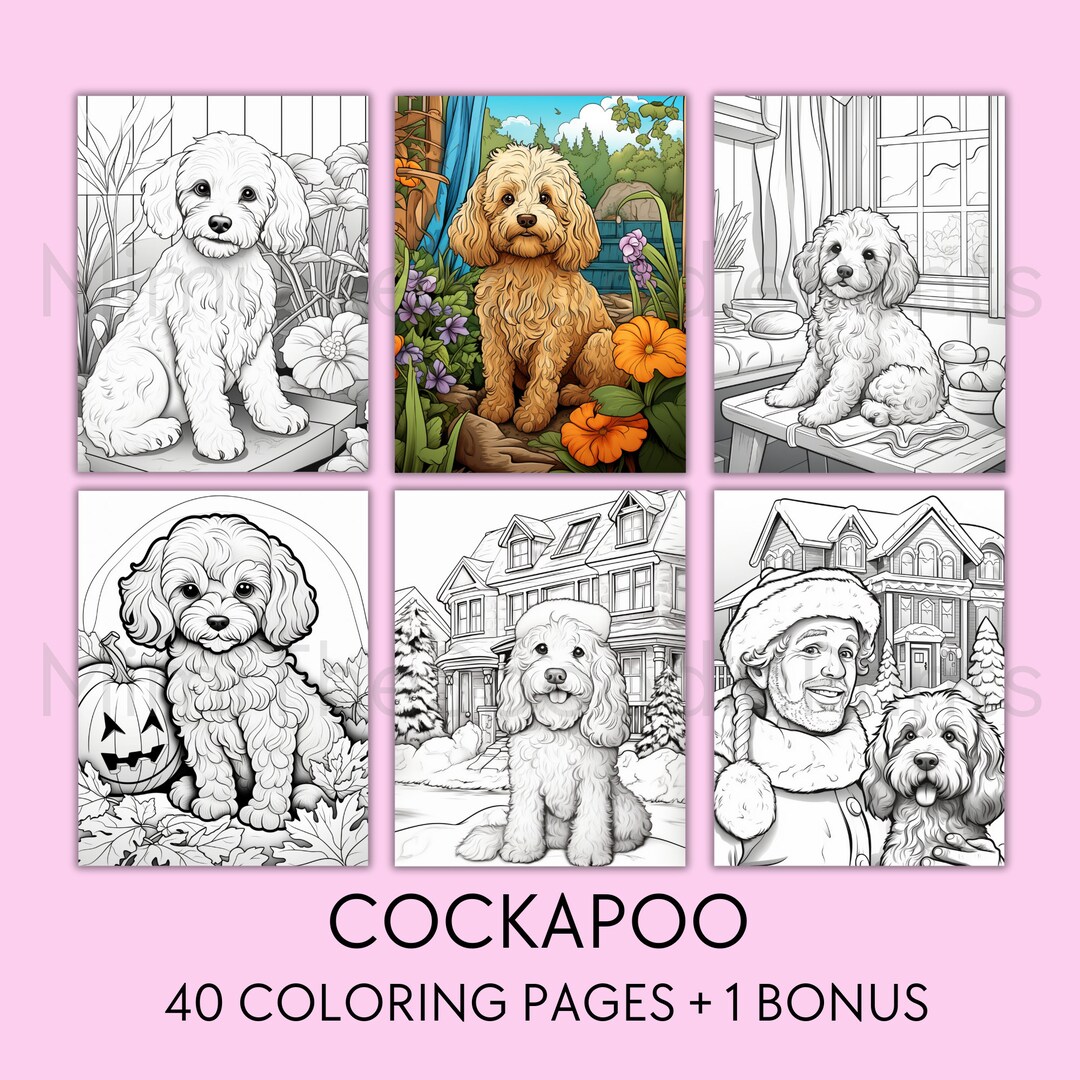 40 Cockapoo Coloring Pages, for Kids, Printable Coloring Book, Kids ...