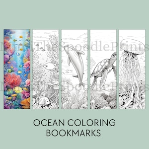 Ocean Coloring Bookmarks Printable for Ocean Lover, Under the Sea ...
