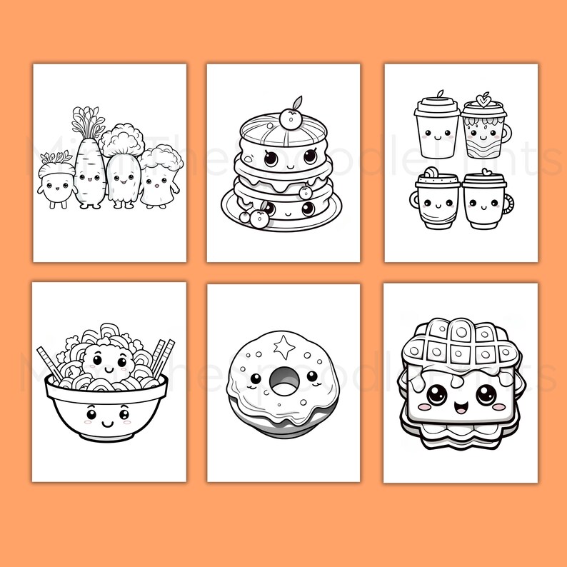40 Kawaii Food and Drinks Coloring Pages, for Adults, Printable ...