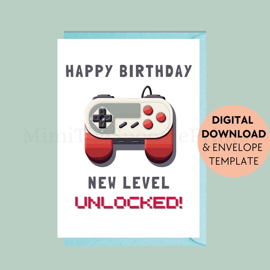 Birthday Card Printable, Kids Birthday Card, Happy Birthday, Video Game ...