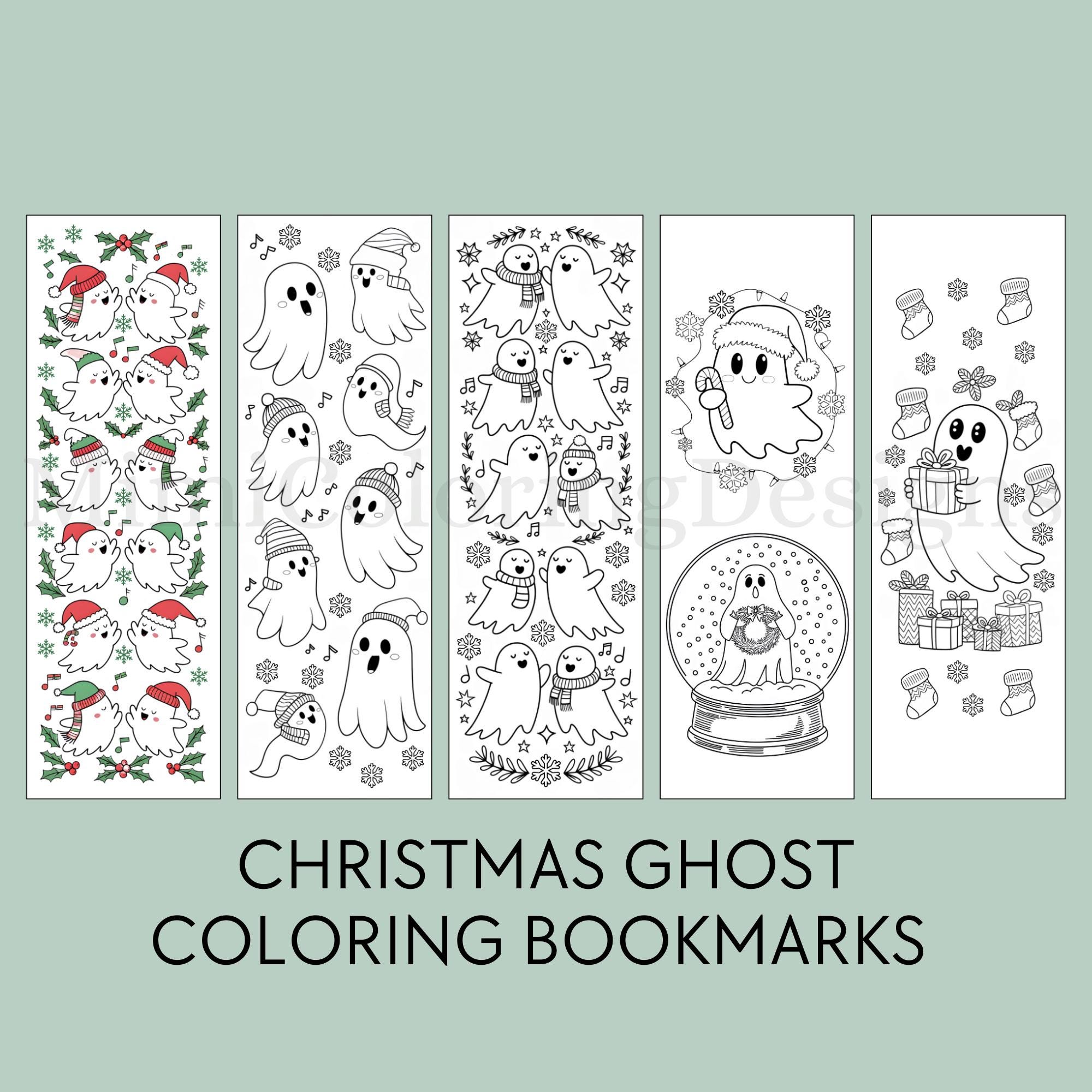 Christmas Ghost Coloring Bookmarks, Printable Holiday Activity (digital ...