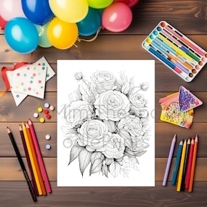 24 Botanical Flowers Coloring Pages for Adults, Printable Coloring Book ...