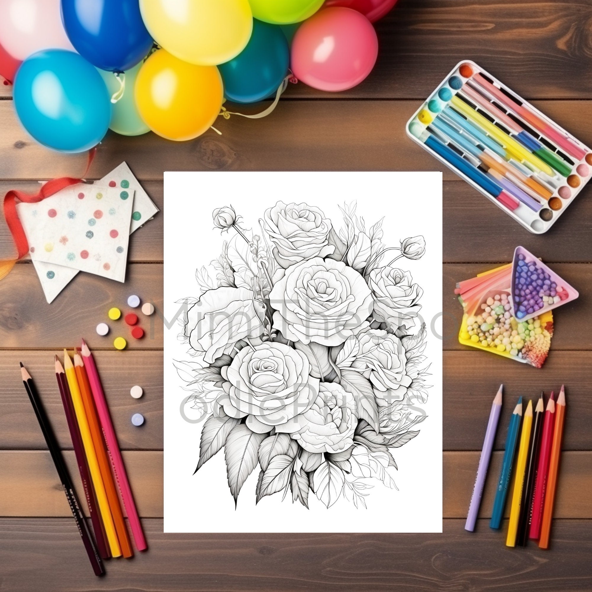 24 Botanical Flowers Coloring Pages, for Adults, Printable Coloring ...