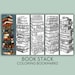Book Stack Coloring Bookmarks Printable for Book Lover, Literary ...