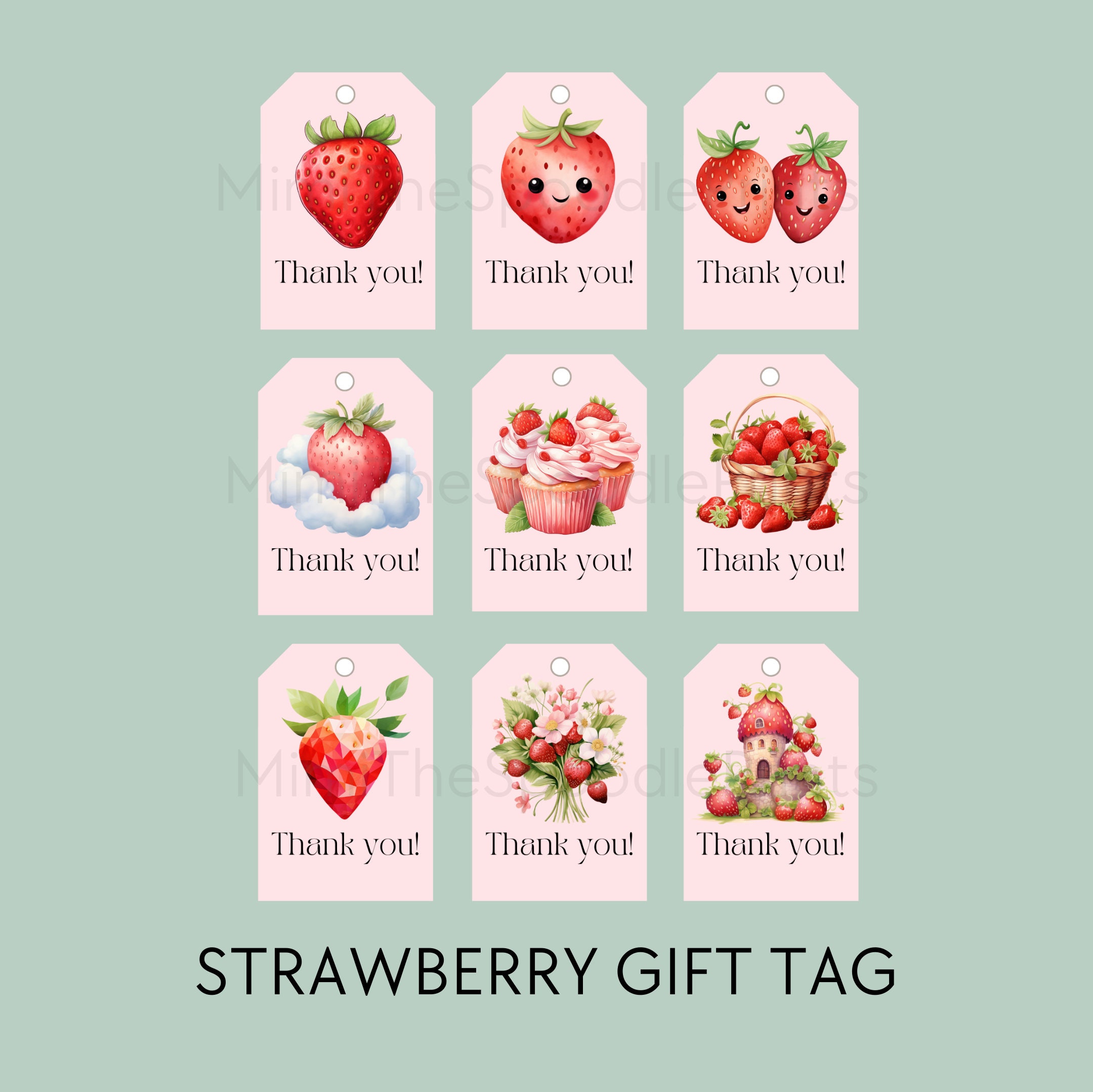 Printable Strawberry Thank You Tag Template, for Adults and Kids ...