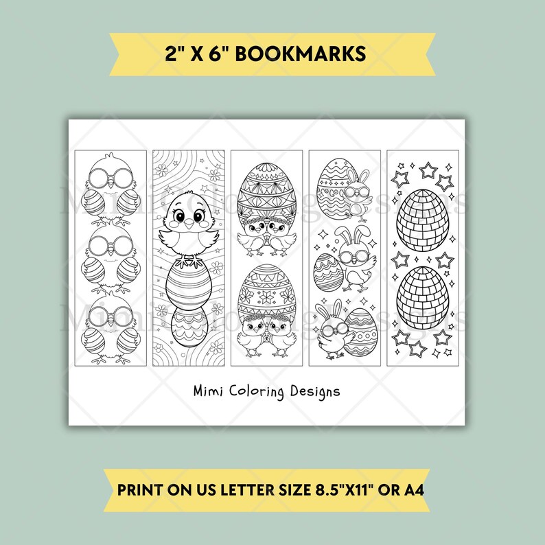 Groovy Chick Easter Coloring Bookmarks: Retro Disco Eggs (digital ...