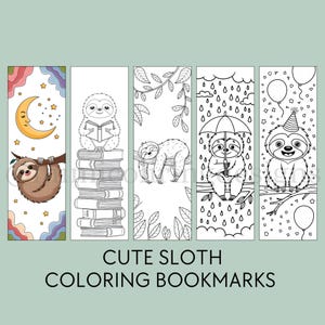 Cute Sloth Coloring Bookmarks Printable for Adults and Kids, Sloth ...