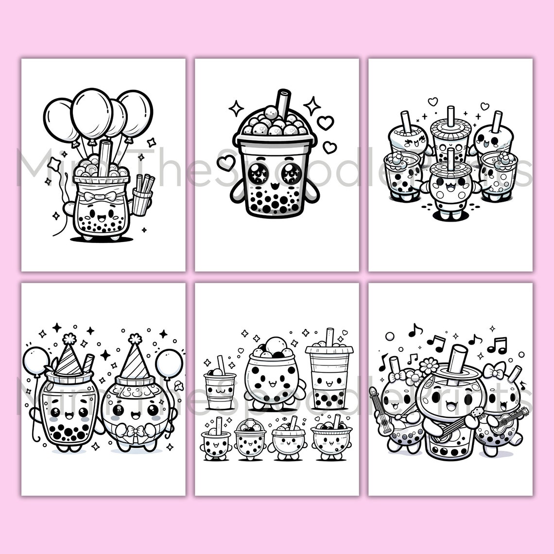 Kawaii Bubble Tea Coloring Pages: 24 Printable Designs (digital ...