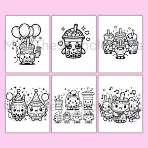 24 Kawaii Bubble Tea Coloring Pages for Adults and Kids, Printable ...