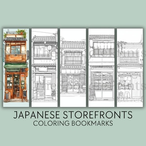 Japanese Storefronts Coloring Bookmarks: Urban Sketch (digital Download ...