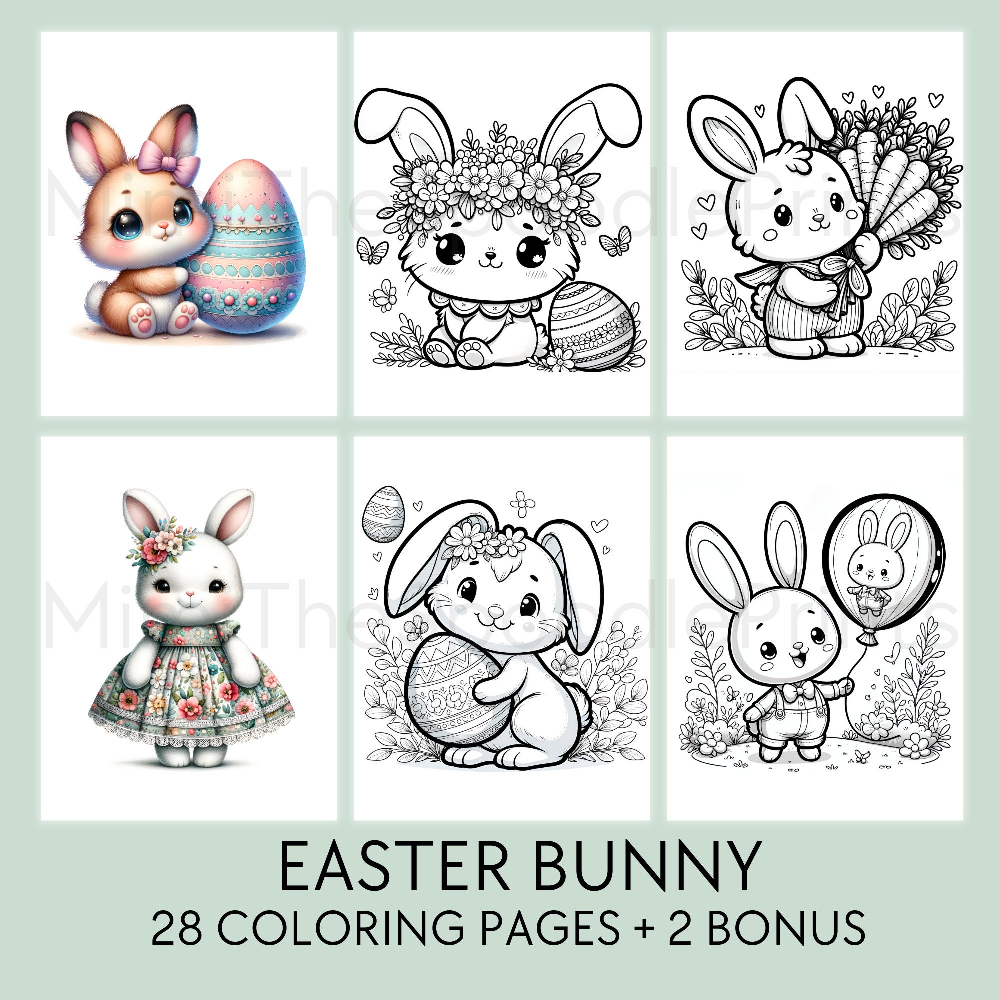 28 Easter Bunny Coloring Pages, for Kids, Toddlers, Preschoolers ...