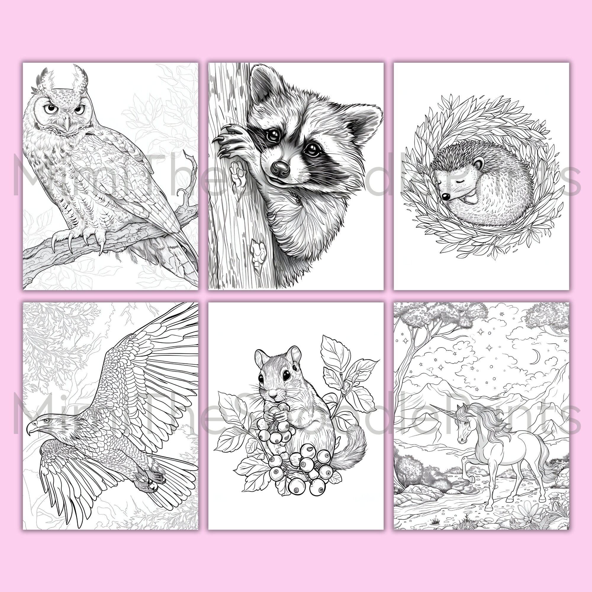 24 Forest Friends Coloring Pages, for Kids and Adults, Printable ...