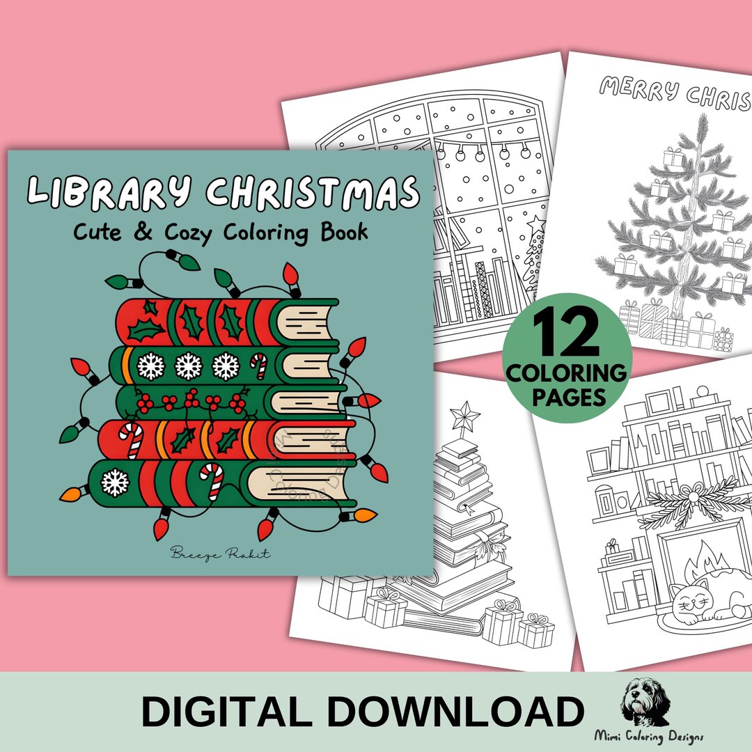 Christmas Coloring Pages: 12 Bookish Holiday Designs (printable PDF) - Etsy