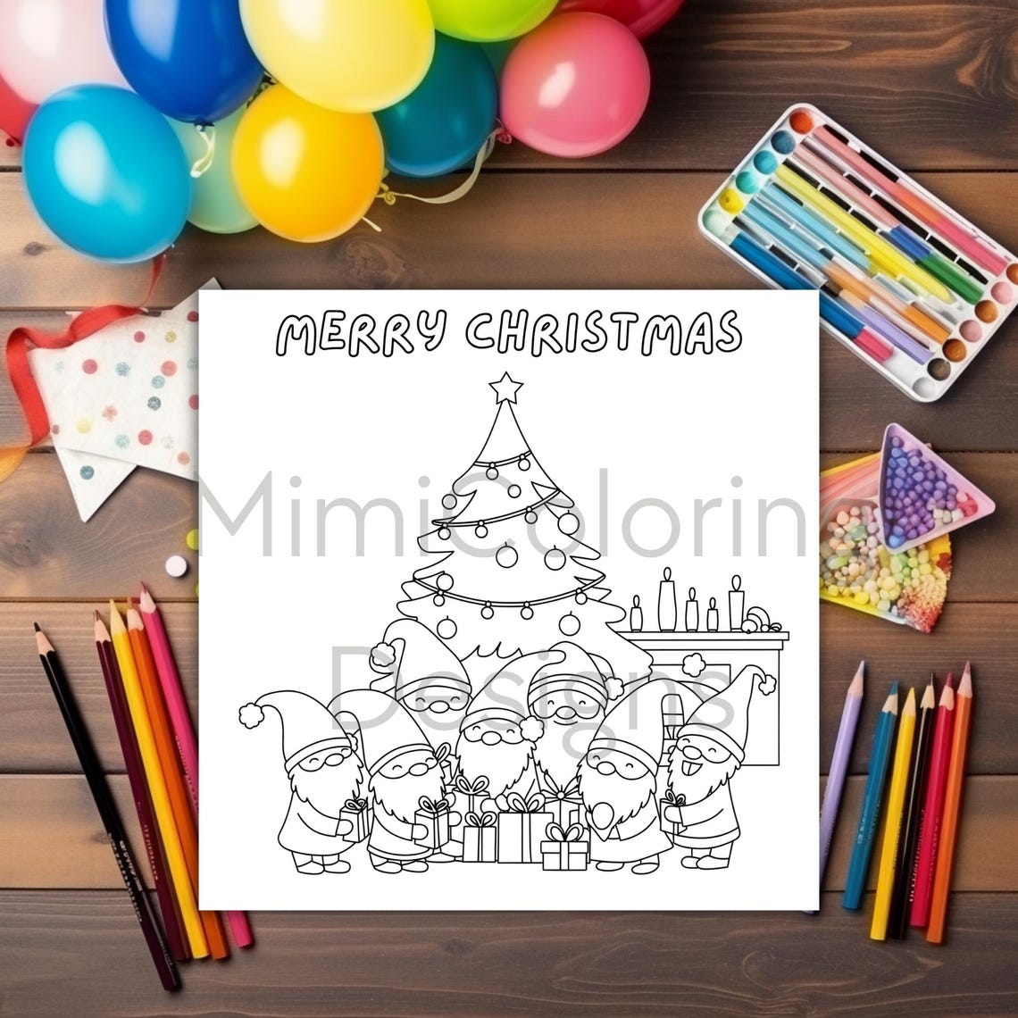Gnome Christmas Coloring Pages: 12 Holiday Illustrations (printable PDF ...