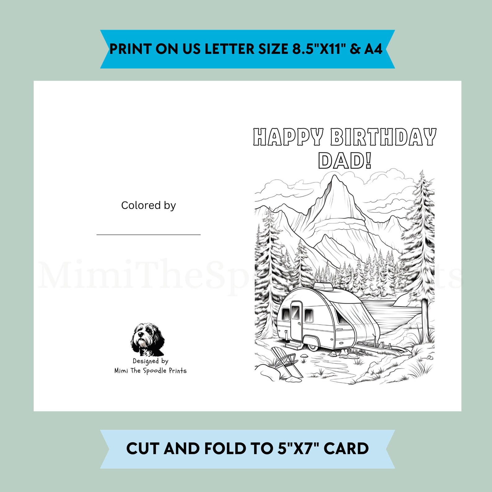 Coloring Birthday Card Printable, Dad Birthday Card, Happy Birthday ...