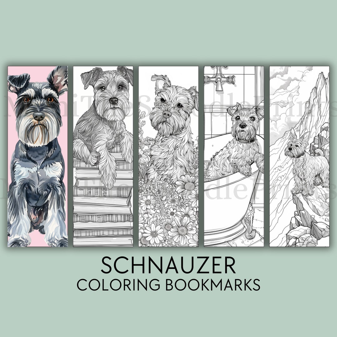 Schnauzer Coloring Bookmarks Printable for Dog Lover, Schnauzer ...