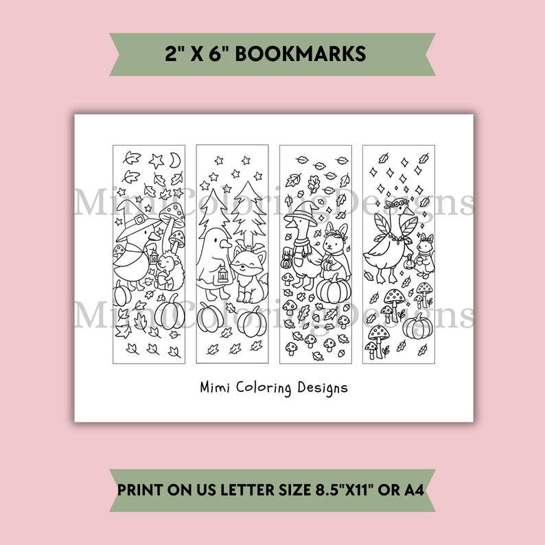 Silly Goose Halloween Woodland Coloring Bookmarks Printable: Spooky ...