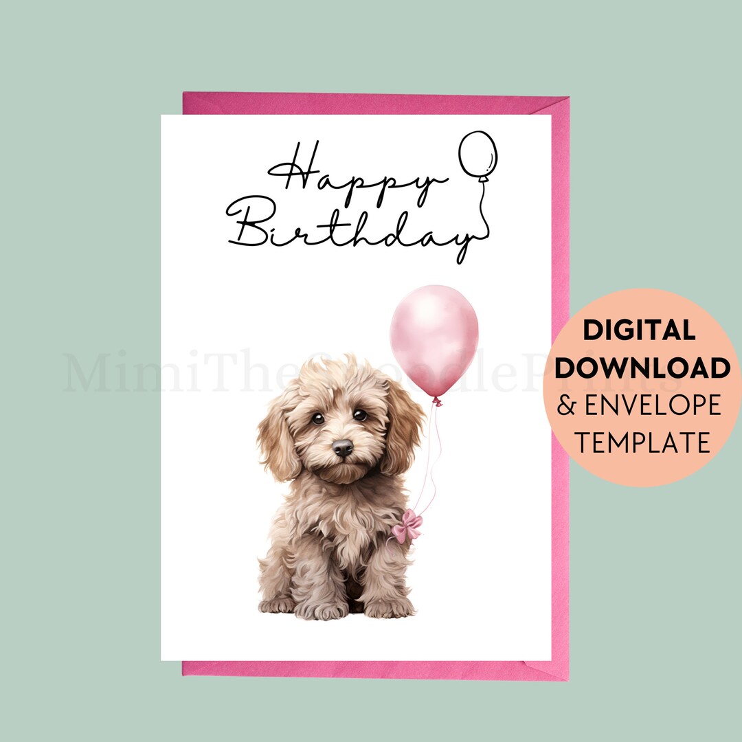 Cockapoo Birthday Card: Dog Lover Printable Greeting (digital Download ...