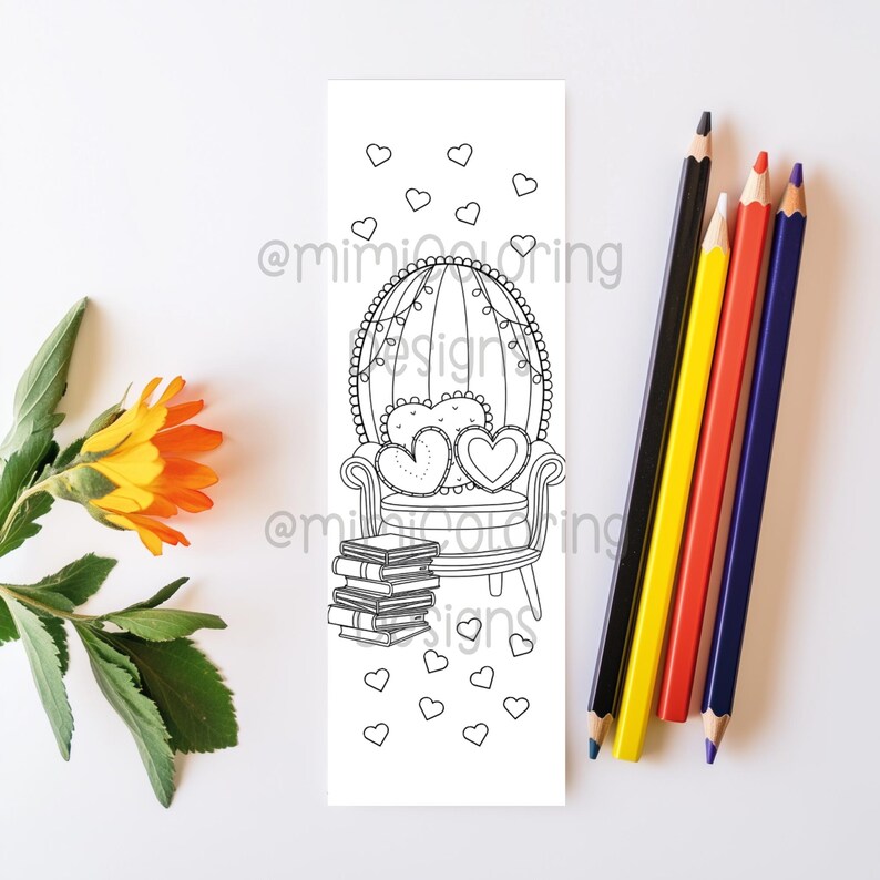 Valentine Coloring Bookmarks: Bookish Gift for Adults & Kids (digital ...