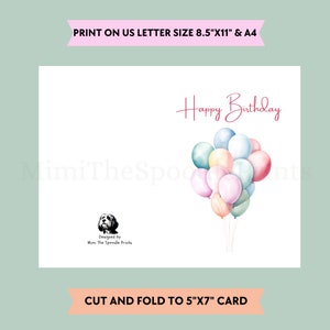 Birthday Card Printable for Kids and Adults, Happy Birthday, Balloon ...