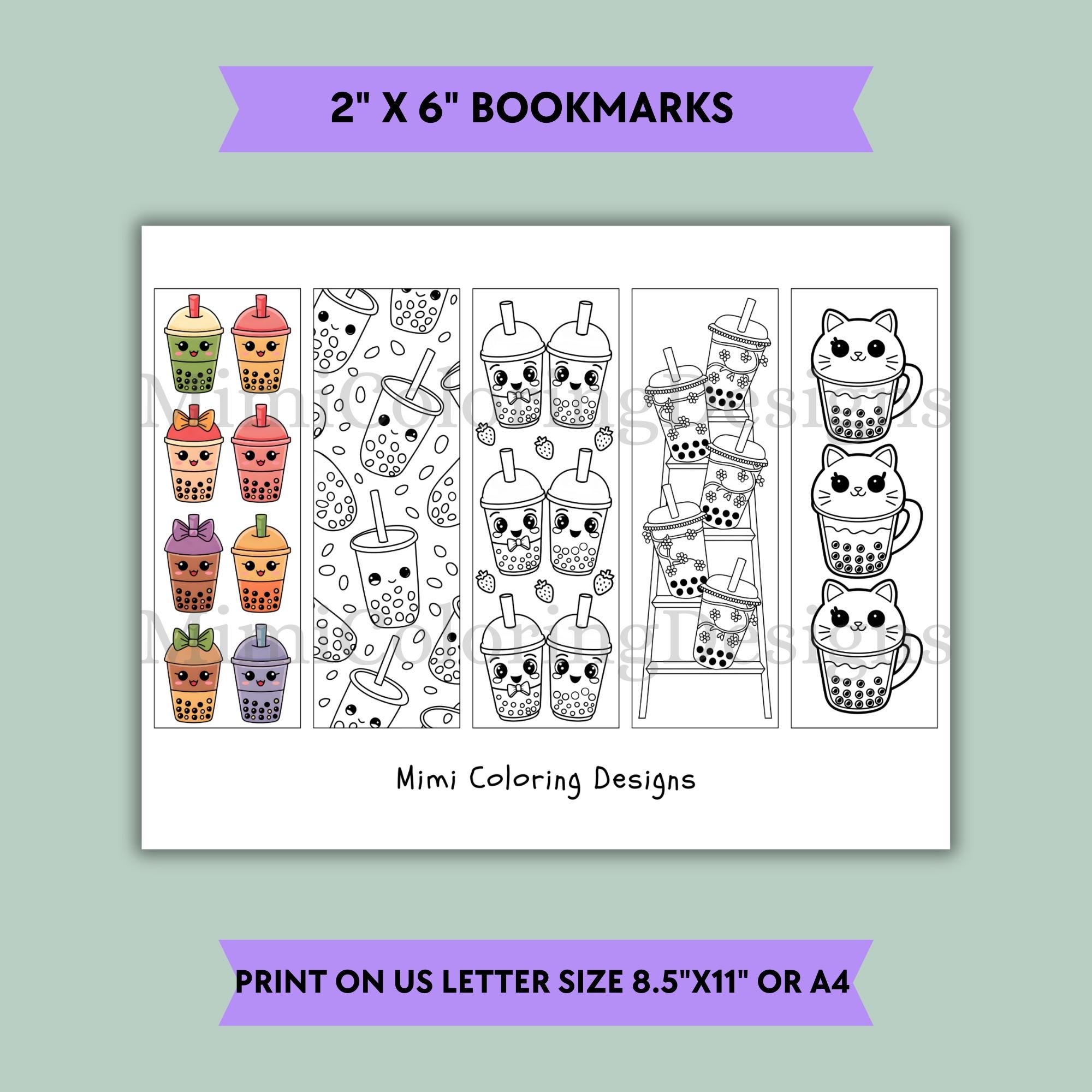 Cute Bubble Tea Coloring Bookmarks for Tea Lovers (digital Download) - Etsy