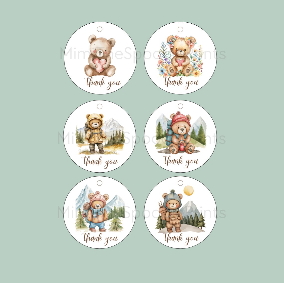 Teddy Bear Thank You Tags Printable, for Adults and Kids, Bear Baby ...
