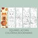 Squirrel Acorn Coloring Bookmarks: Printable Animal Bookmark Set ...