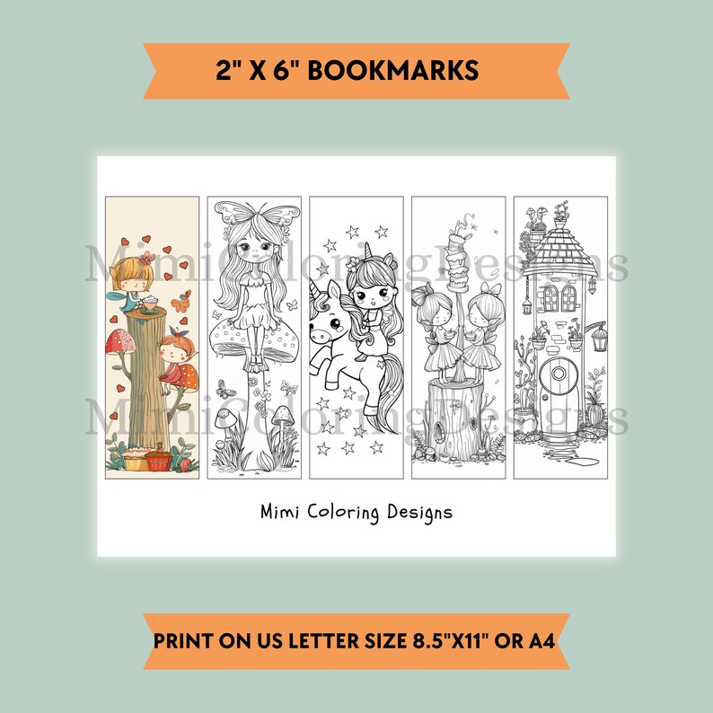 Kawaii Fairyland Coloring Bookmarks Printable for Kids and Adults ...