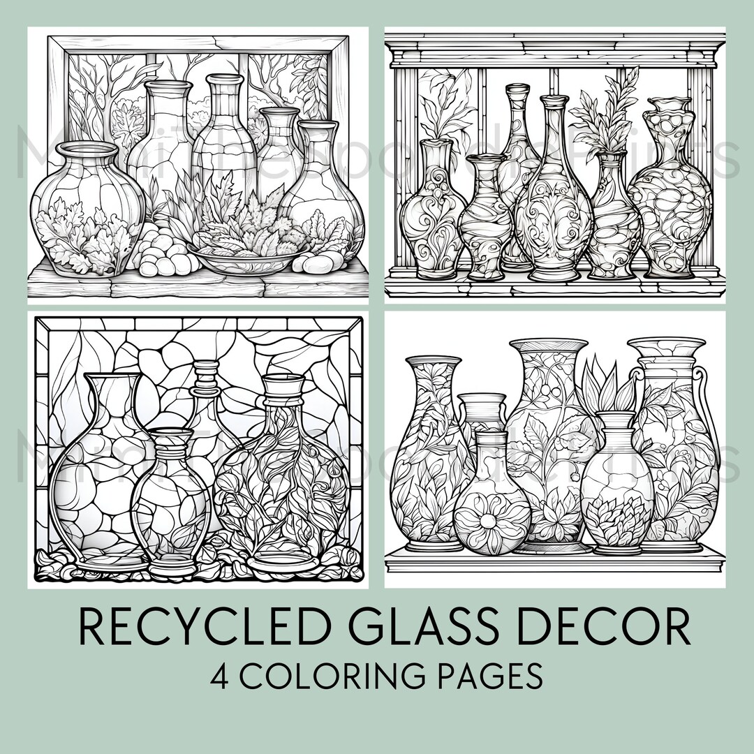 Stained Glass Coloring Pages for Adults, Printable Coloring Book ...