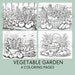 4 Vegetable Garden Coloring Pages, for Adults, Printable Coloring Book ...
