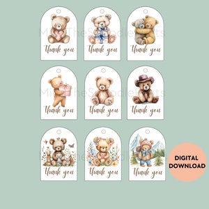Teddy Bear Thank You Tags Printable, for Adults and Kids, Bear Baby ...