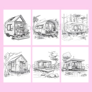 27 Tiny Home Coloring Pages for Adults, Printable Coloring Book, Home ...