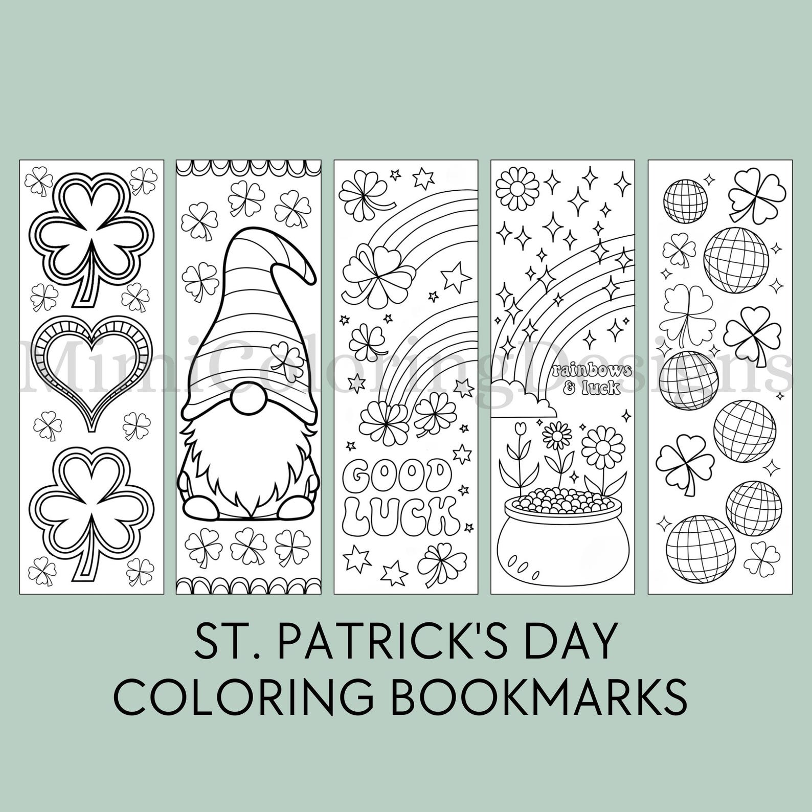 ST. PATRICK'S Day Coloring Bookmarks Printable for Kids, St Patricks ...