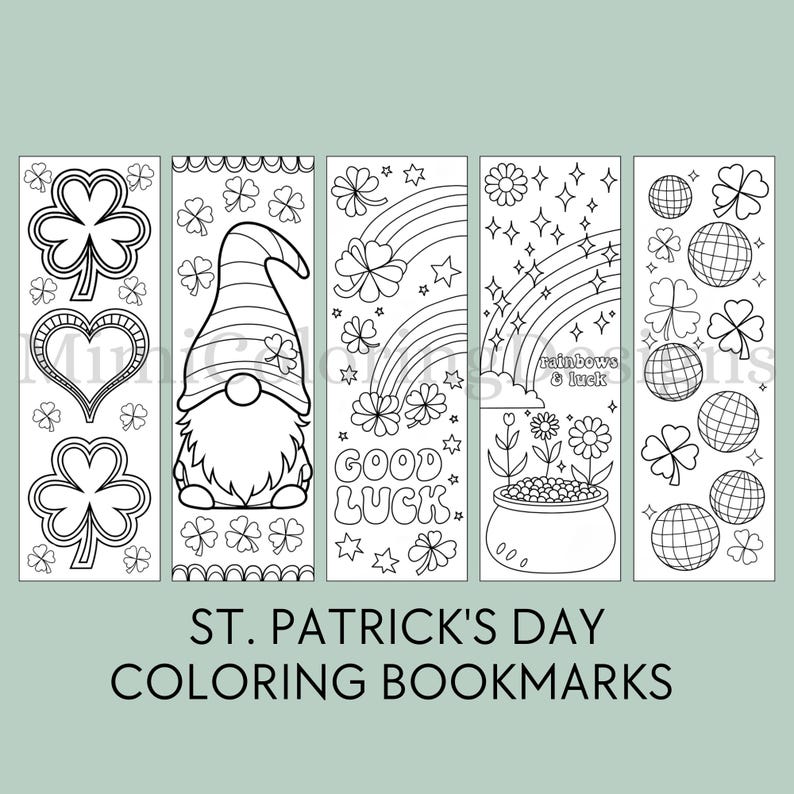 ST. PATRICK'S Day Coloring Bookmarks Printable for Kids, St Patricks ...
