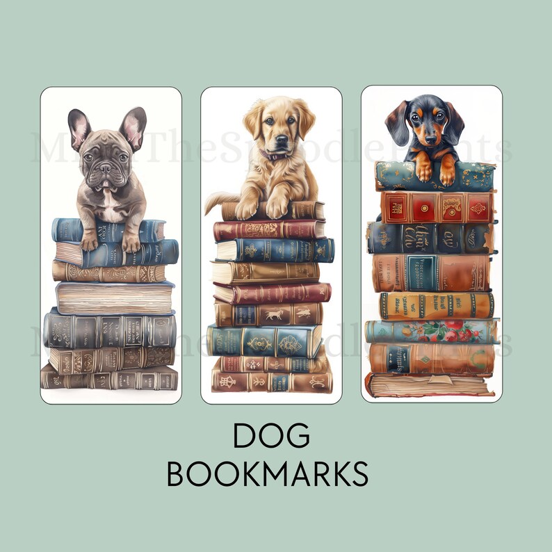 Puppies Bookmarks Printable for Dog Lover, Bookmark Set, Dog Bookmarks ...